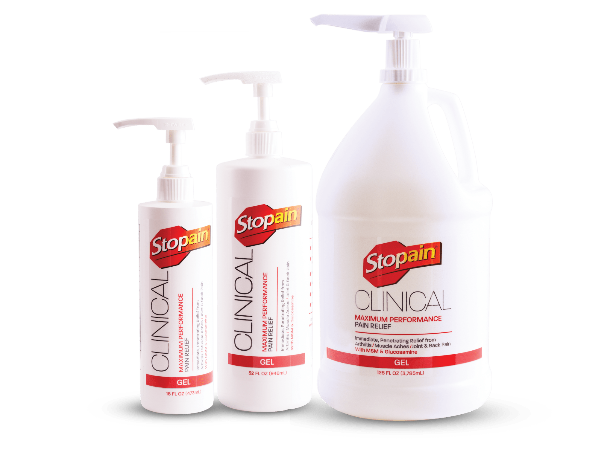 Stopain® Clinical Topical Pain Relief Gel Pump - Clinical Sizes ...